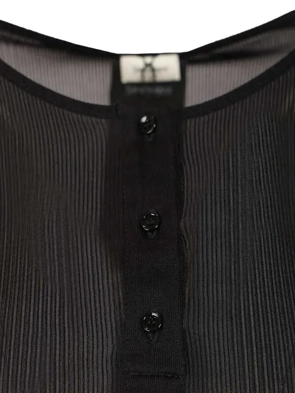 Saint Laurent Fitted Silk T-shirt With Lace Trim