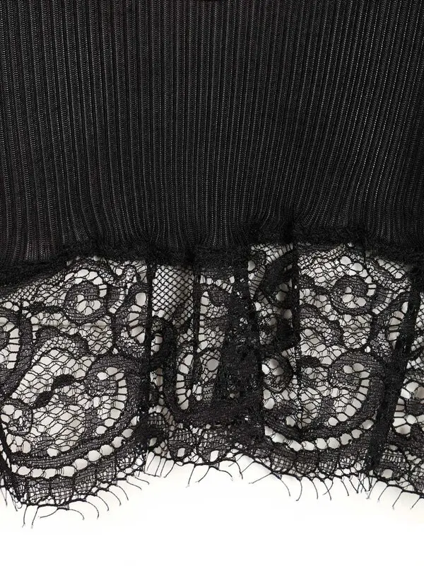Saint Laurent Fitted Silk T-shirt With Lace Trim