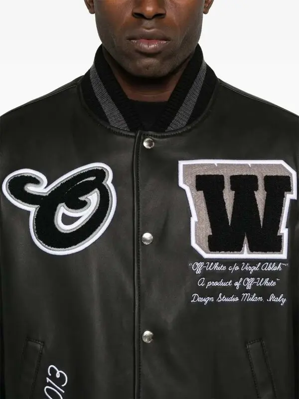 Off-White Leather Bomber Jacket