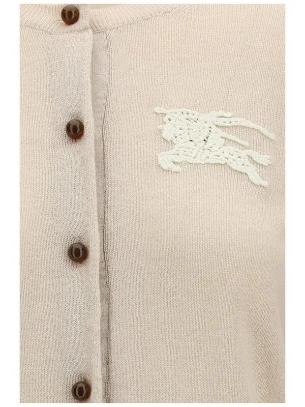 Burberry Cotton-wool Ekd Cardigan - Cream