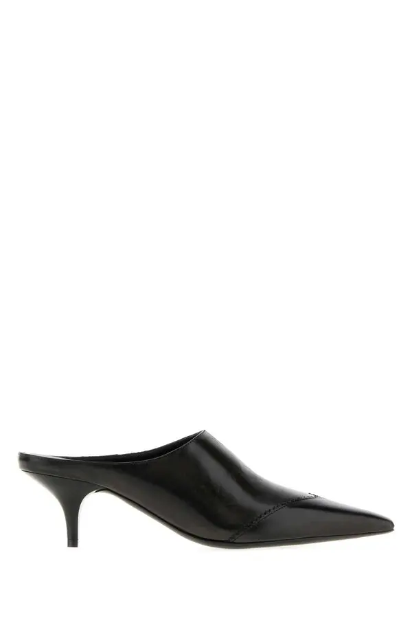 Miu Miu Leather Sabot - Black