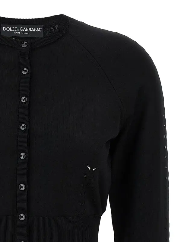 Dolce & Gabbana Viscose Cropped Cardigan With Crew Neck
