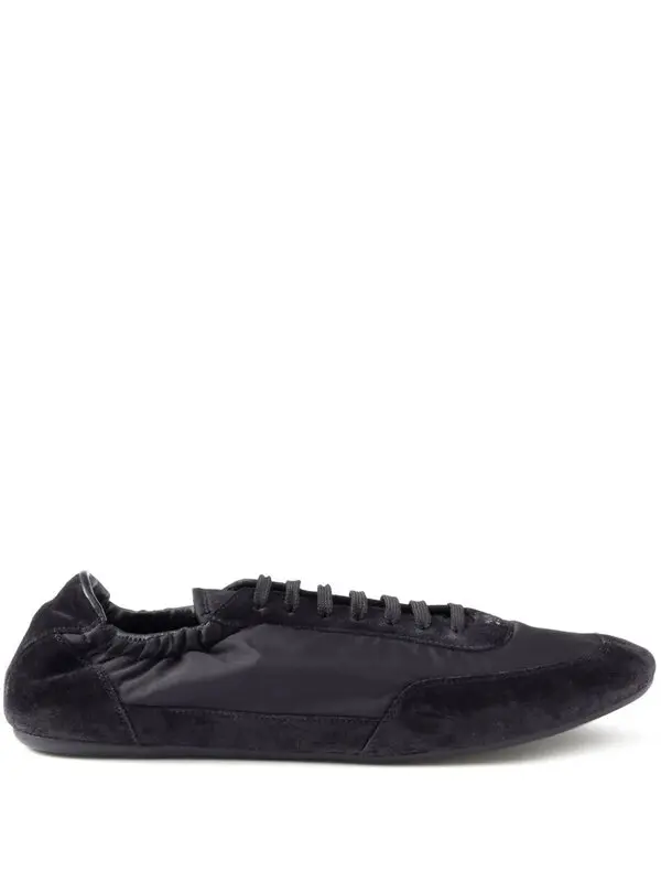 Prada Re-nylon And Suede Elasticized Sneakers - Black