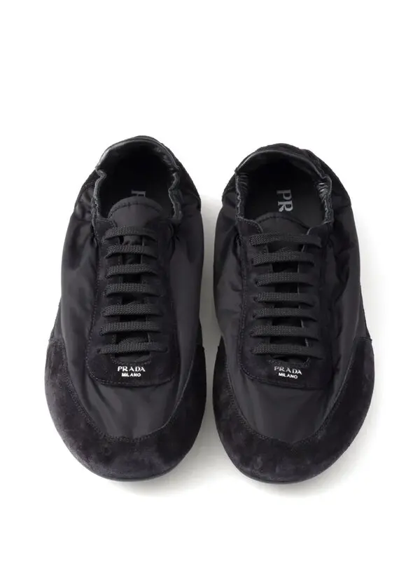 Prada Re-nylon And Suede Elasticized Sneakers - Black