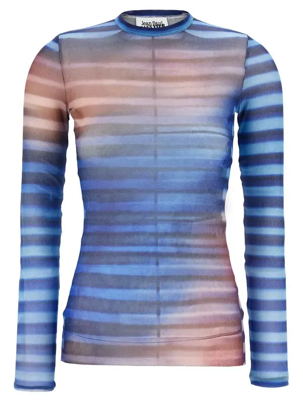 JEAN PAUL GAULTIER Air" Print Stretch Tulle Top - Multicolor