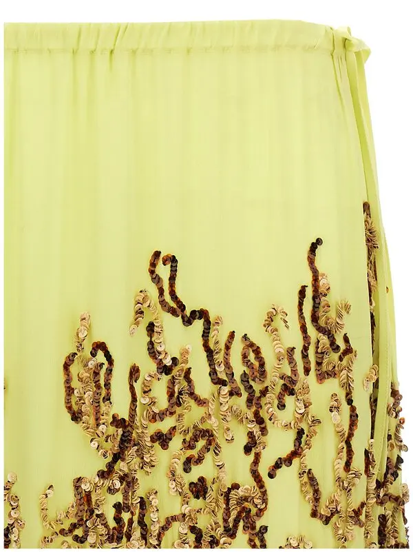 Dries Van Noten Salga Silk Midi Skirt With Sequin Embroidery