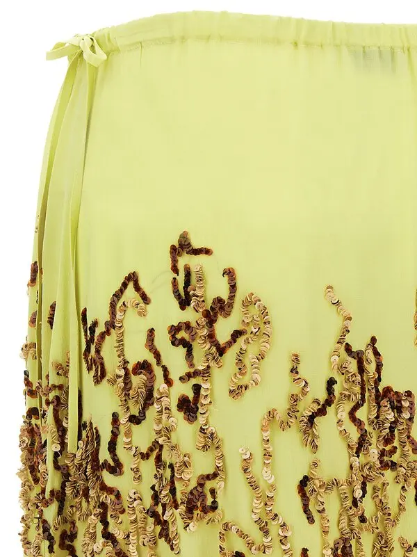 Dries Van Noten Salga Silk Midi Skirt With Sequin Embroidery
