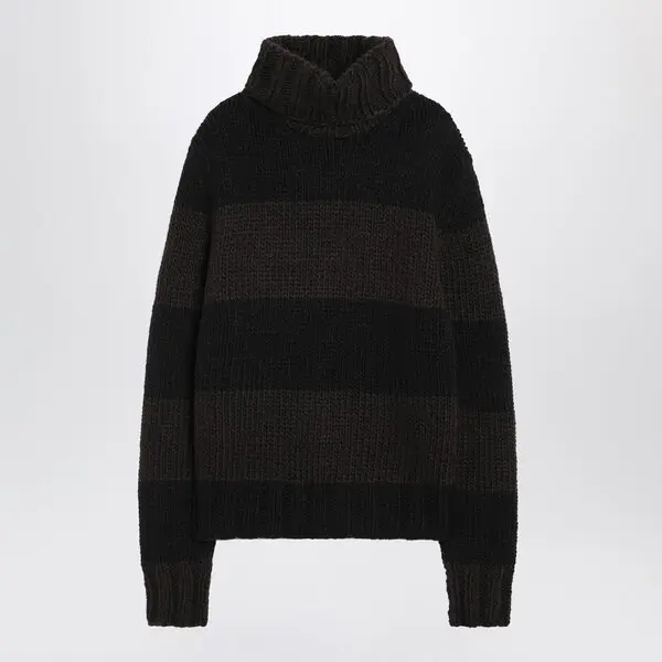 Dolce & Gabbana Striped Wool-blend Turtleneck Sweater - Black