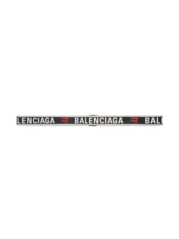 Balenciaga Logo Jacquard D-ring Belt - Gray