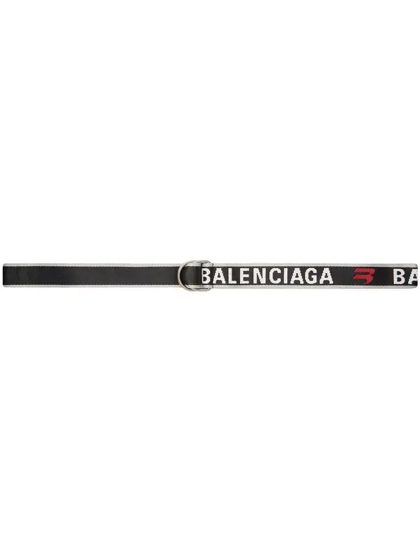 Balenciaga Logo Jacquard D-ring Belt - Gray