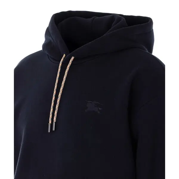 Burberry Hooded Sweatshirt With Check Patch - Black