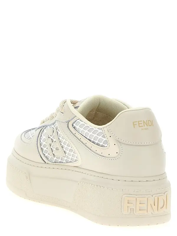 Fendi Match Leather And Tech Mesh Lace-up Platform Sneakers