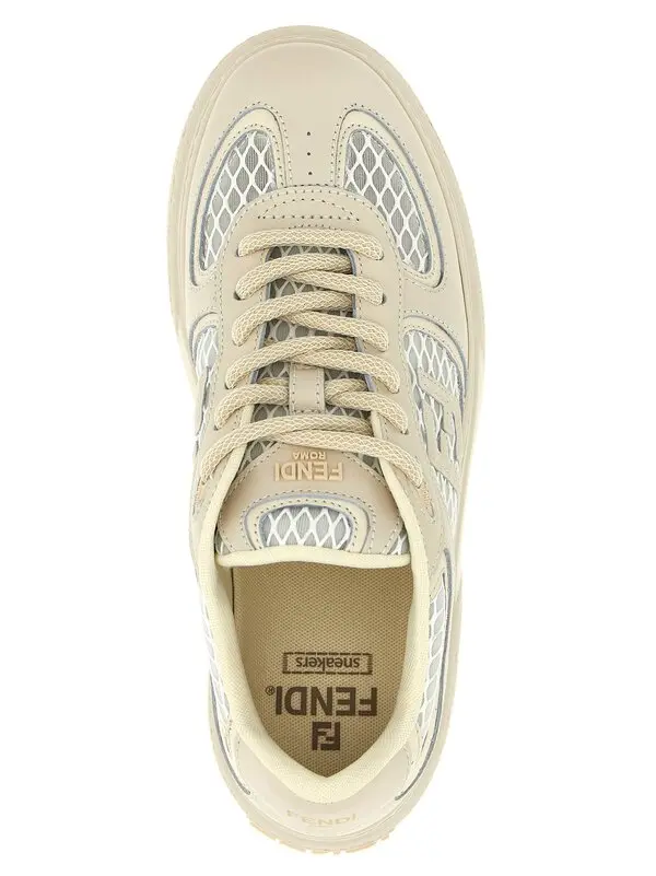 Fendi Match Leather And Tech Mesh Lace-up Platform Sneakers