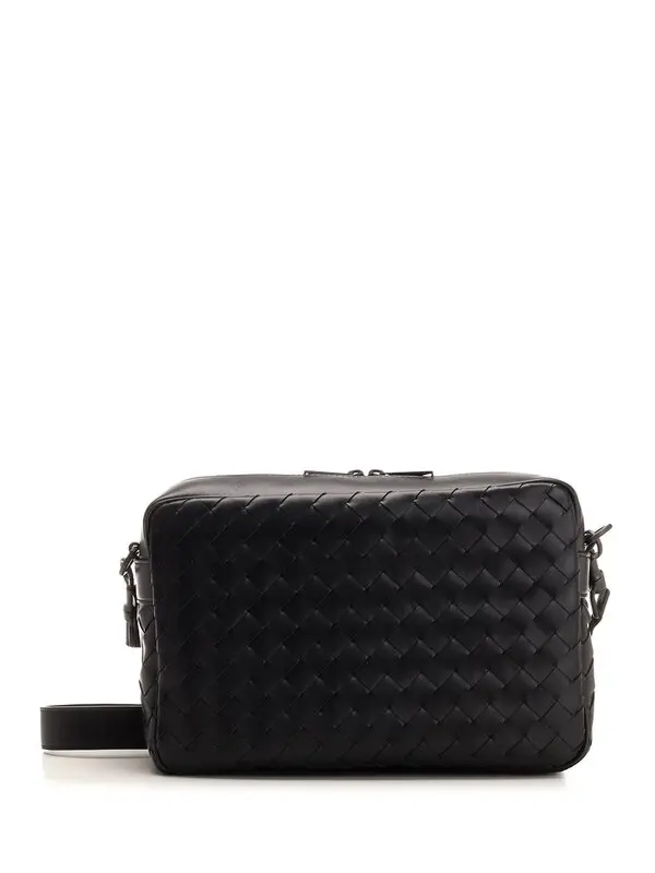 Bottega Veneta Woven Leather Shoulder Bag - Black