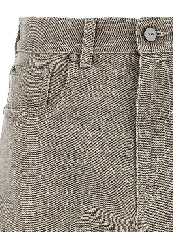 Fendi Stamp 1925 Denim Shorts - Cream