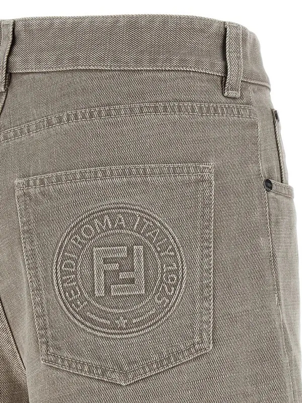 Fendi Stamp 1925 Denim Shorts - Cream