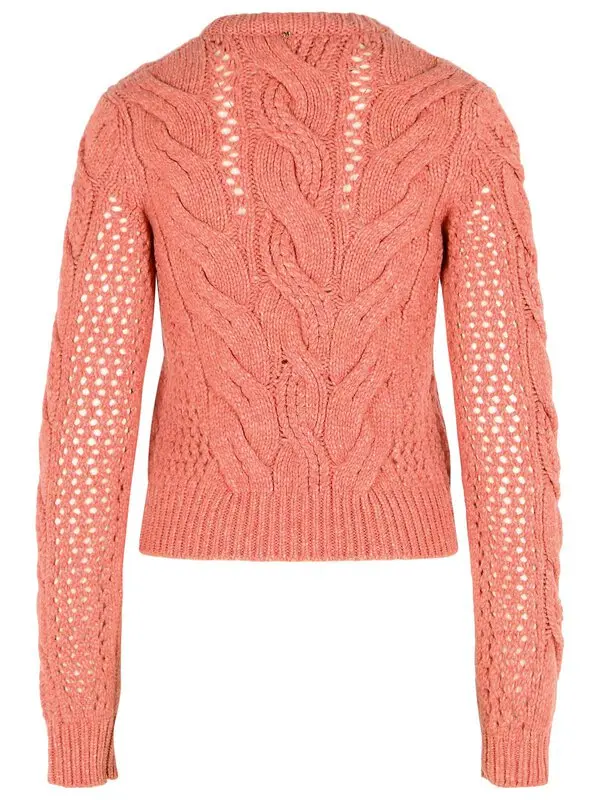 Sportmax Radio Crewneck Sweater With Wool Blend Braids - Pink