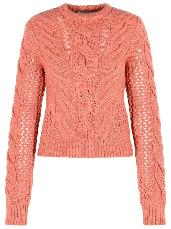 Sportmax Radio Crewneck Sweater With Wool Blend Braids - Pink