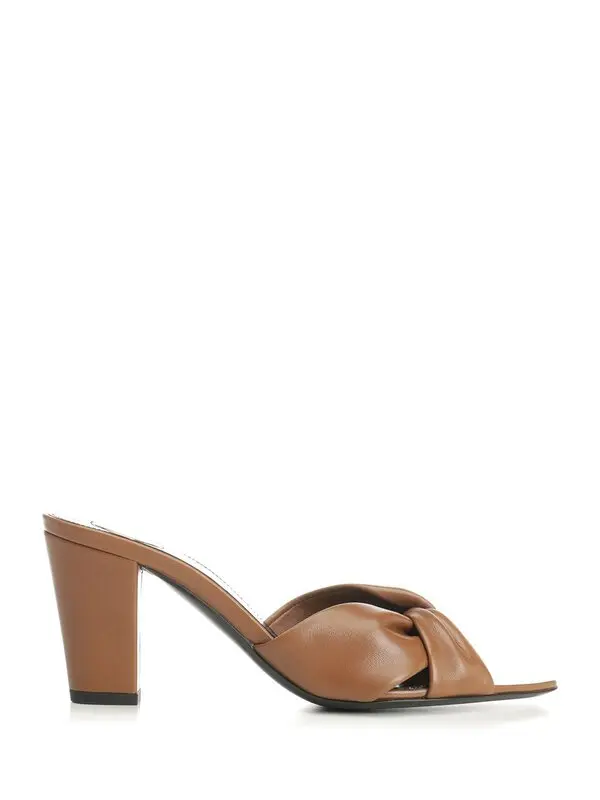 Saint Laurent Braided Criss-cross Mule Sandals - Brown