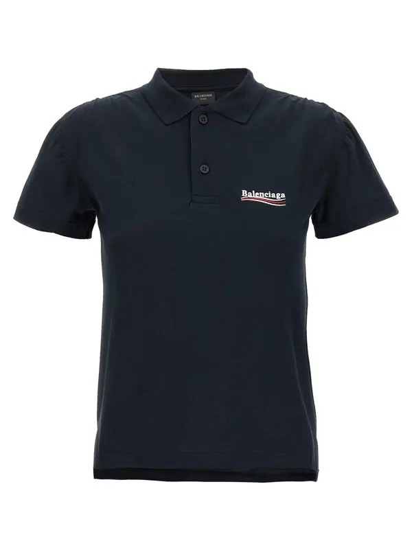 Balenciaga Piqué Delavé Logo Embroidered Polo Shirt