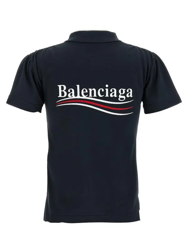 Balenciaga Piqué Delavé Logo Embroidered Polo Shirt