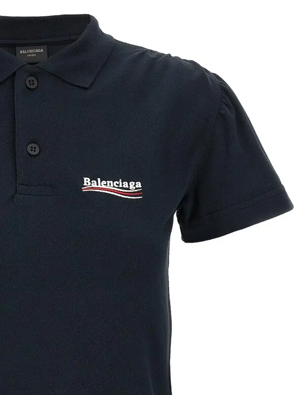 Balenciaga Piqué Delavé Logo Embroidered Polo Shirt