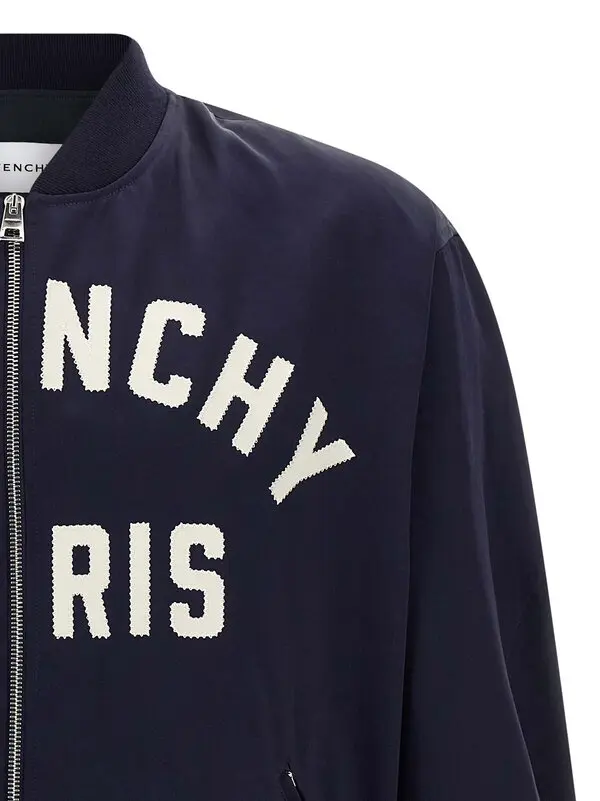 Givenchy Logo Patch Bomber Jacket - Blue