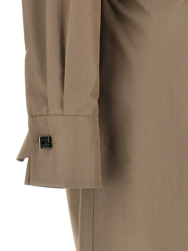 Fendi Midi Shirt Dress With Removable Ff Buckle Belt