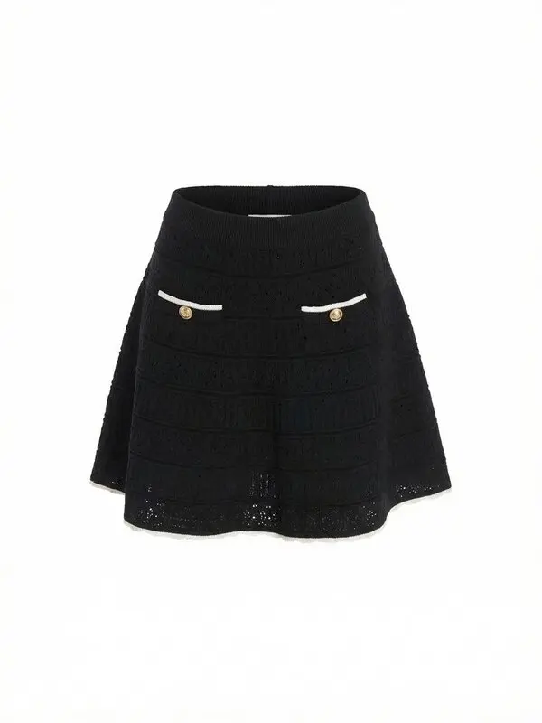 SELF-PORTRAIT Pointelle Knit Mini Skirt