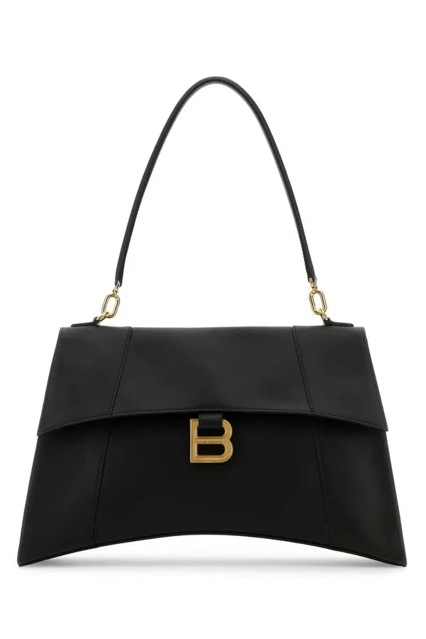 Balenciaga Leather Hourglass Shoulder Bag - Black