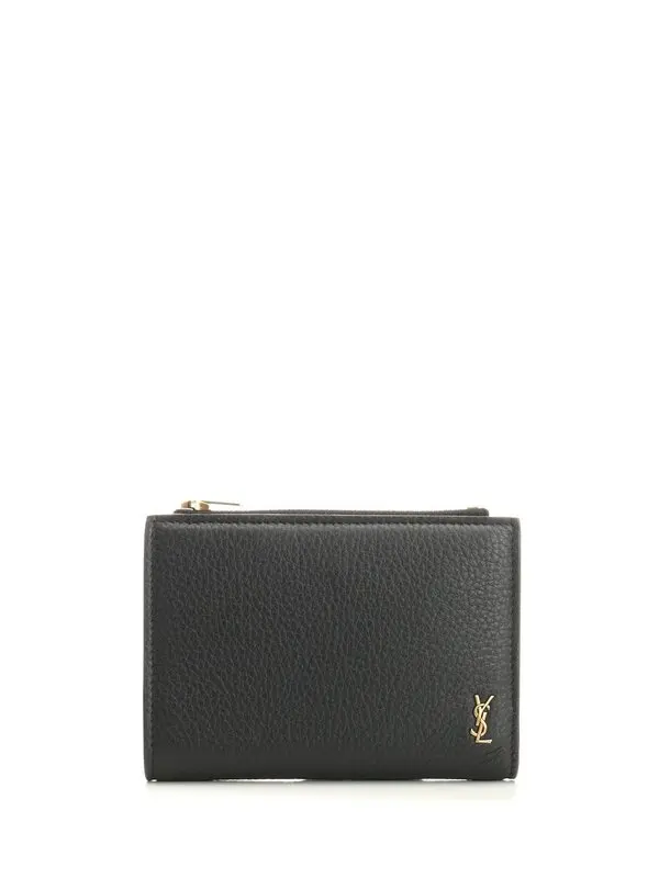 Saint Laurent Tiny Cassandre Bi-fold Wallet - Black