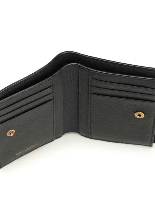 Saint Laurent Tiny Cassandre Bi-fold Wallet - Black