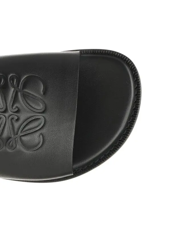 Loewe Calfskin Slide Anagram Sandals - Black