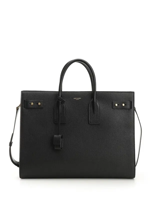 Saint Laurent Large Sac De Jour Bag In Grained Leather - Black