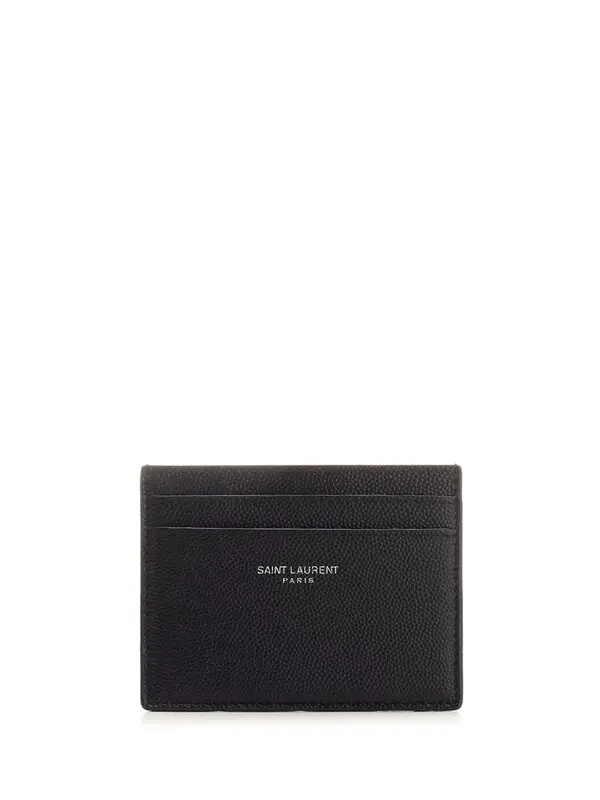 Saint Laurent Card Holder With Printed Logo - Black