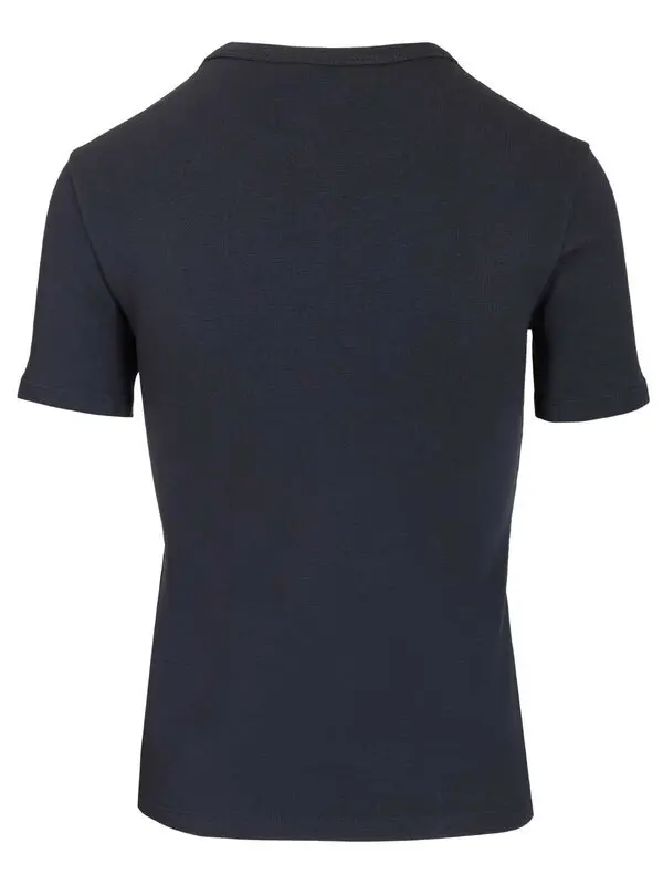Celine Triomphe Embroidered Ribbed Cotton T-shirt