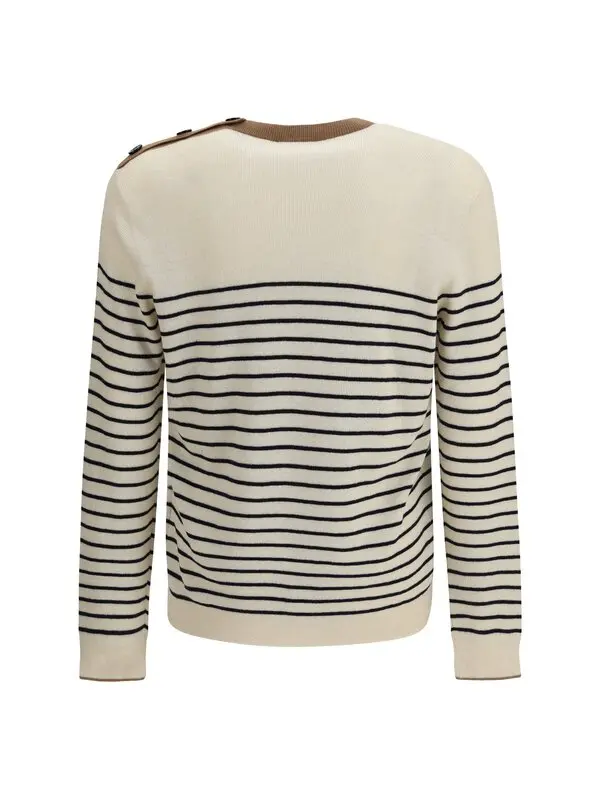 Prada Jacquard Wool And Cotton Blend Sweater With Striped Knit - Multicolor