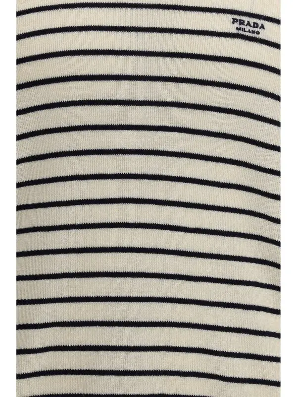 Prada Jacquard Wool And Cotton Blend Sweater With Striped Knit - Multicolor