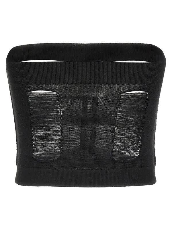 Rick Owens Tanja Wool Knit Bandeau Top With Cut-out And Fringe Details