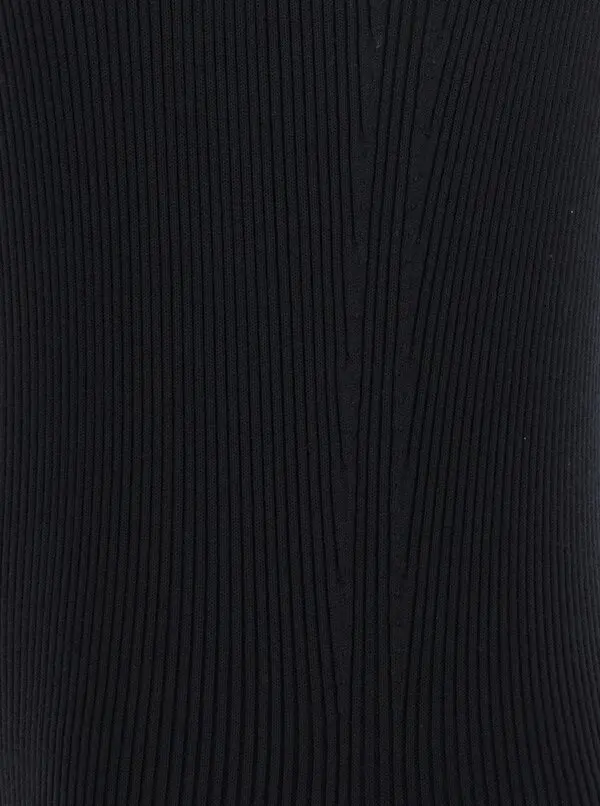 Rick Owens Ribbed Knit Asymmetric Long Dress - Black