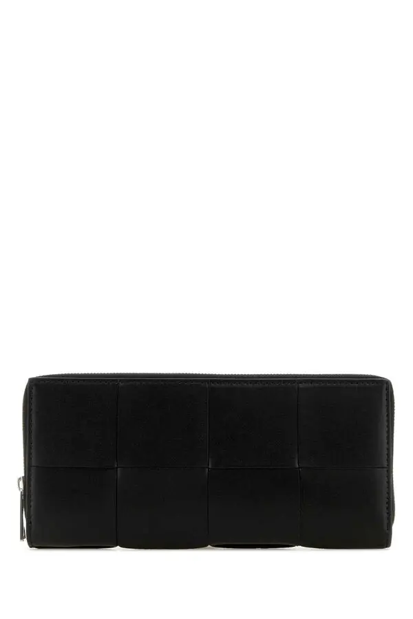 Bottega Veneta Leather Intrecciato Wallet - Black