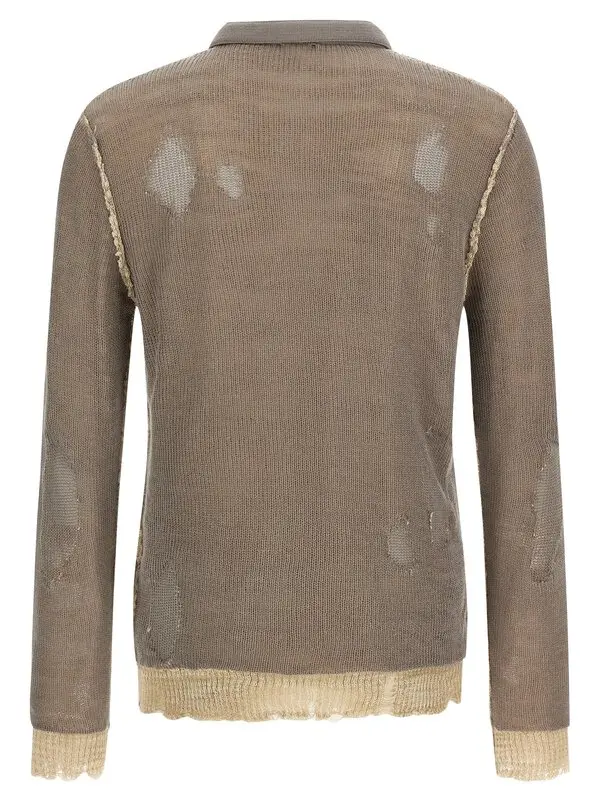 DIESEL® K-daianeris Jacquard Distressed Linen Blend Sweater - Gray