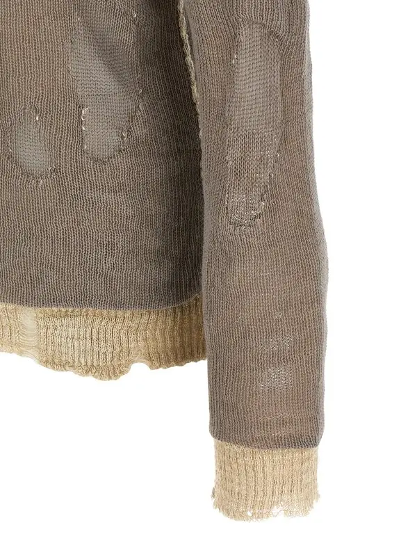 DIESEL® K-daianeris Jacquard Distressed Linen Blend Sweater - Gray