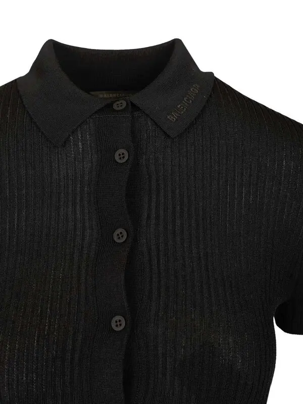 Balenciaga Ribbed Viscose And Cotton Shirt With Embroidered Logo