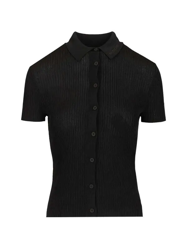 Balenciaga Ribbed Viscose And Cotton Shirt With Embroidered Logo
