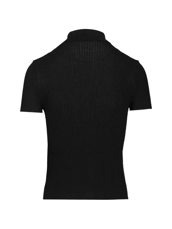 Balenciaga Ribbed Viscose And Cotton Shirt With Embroidered Logo
