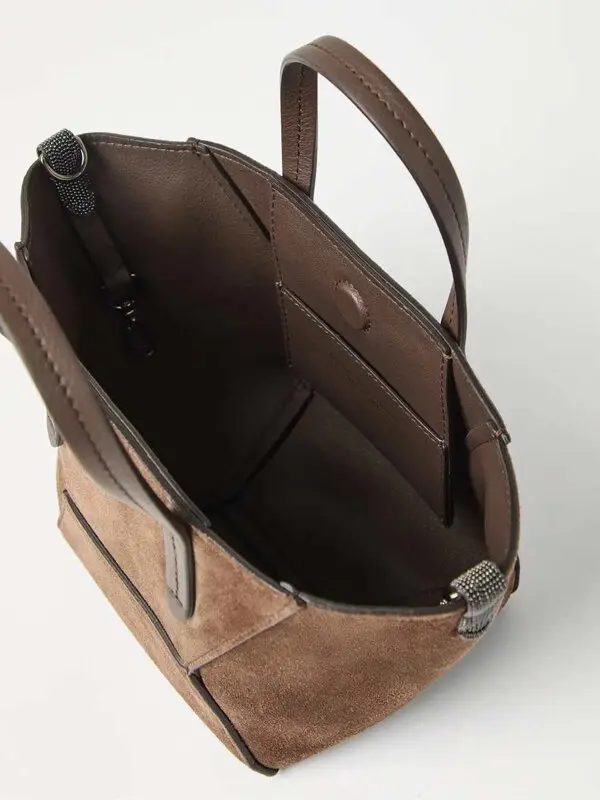 Brunello Cucinelli Suede Duo Shoulder Bag - Brown