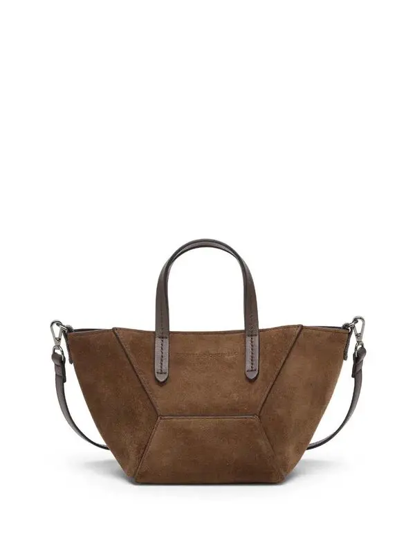 Brunello Cucinelli Suede Duo Shoulder Bag - Brown