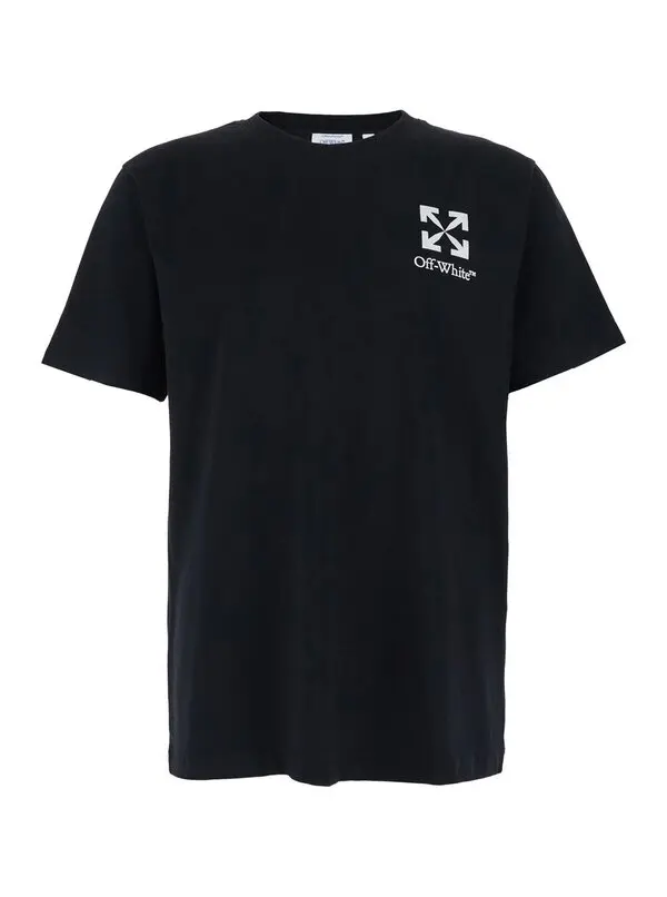 Off-White Cotton Crew Neck T-shirt With Front Logo