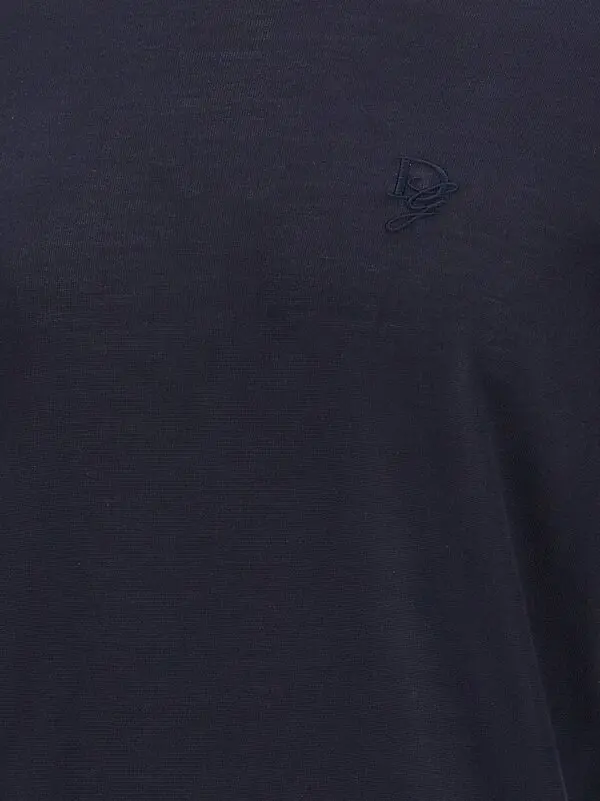 Dolce & Gabbana Embroidered Logo Silk Sweater - Blue